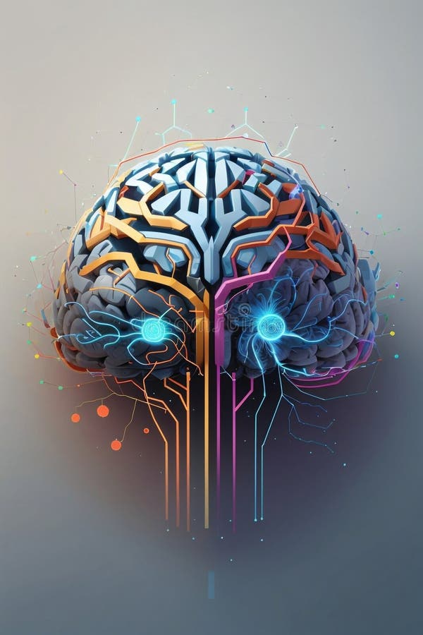Stylized Brain Icon that S Surrounded by a Soft Glow Aura Stock ...