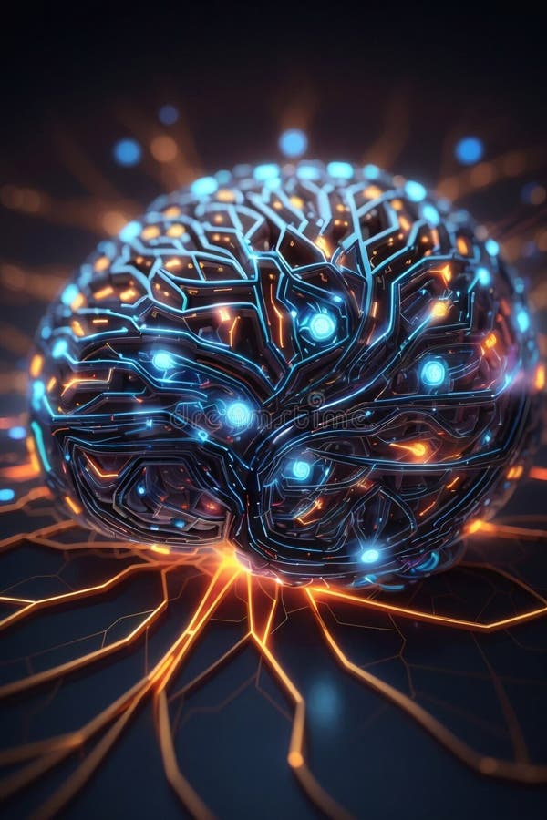 Stylized Brain Icon that S Surrounded by a Soft Glow Aura Stock ...