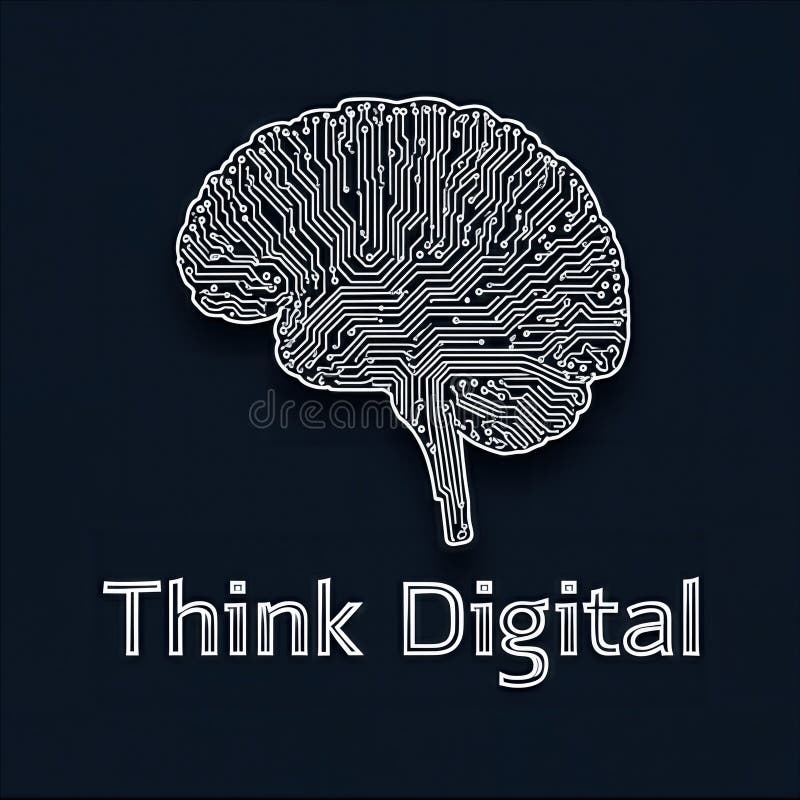 Think Digital Brain Concept Stock Illustration - Illustration of ...