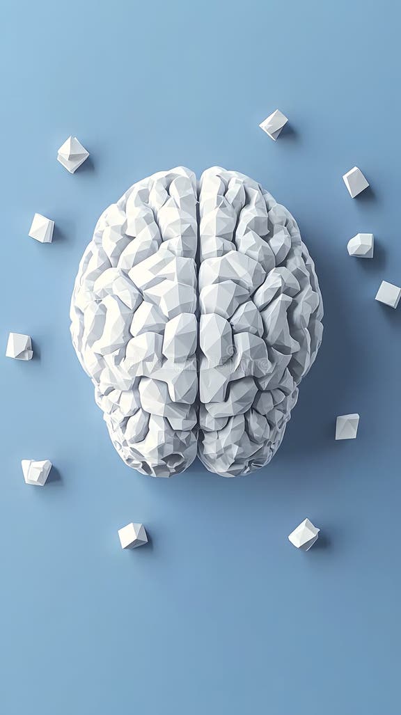 Stylized Brain Model on a Blue Background Stock Illustration ...
