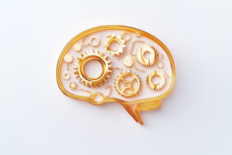 A Stylized Brain Outline Features a Single Gear Shape, Symbolizing ...