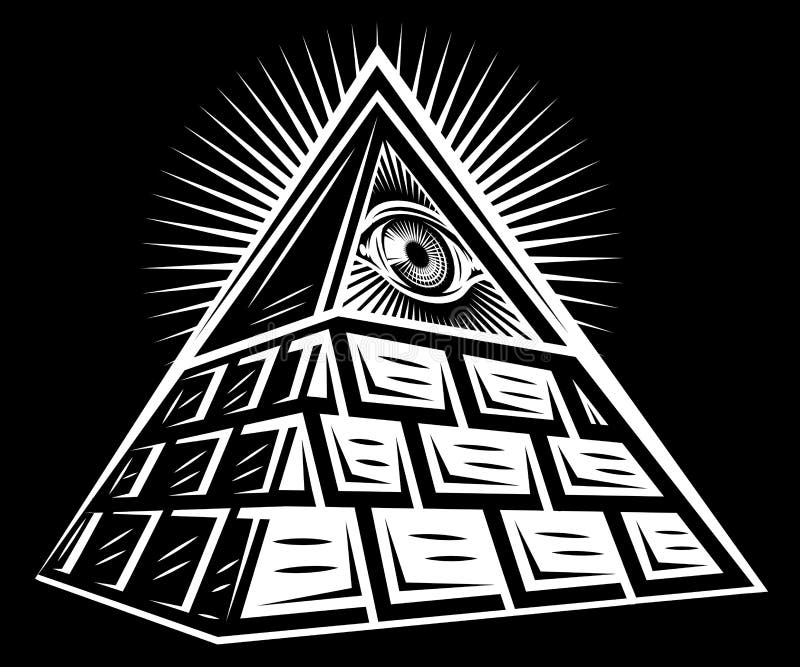 All-seeing Eye of God in Triangle with Wings. Sacred Symbol in a ...