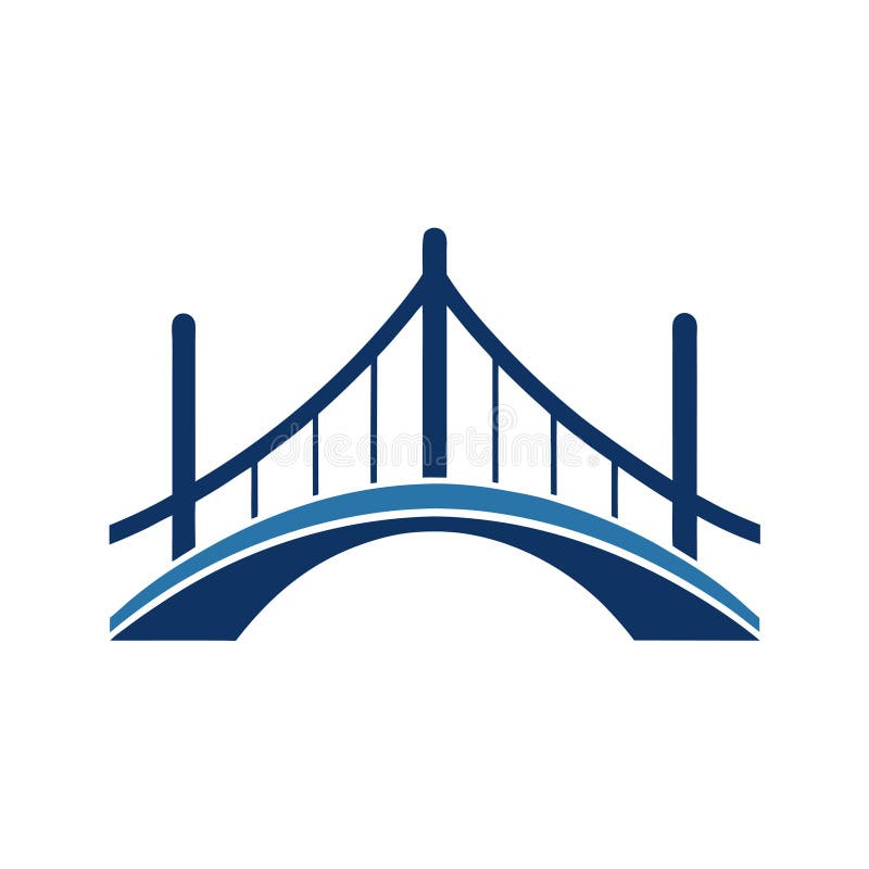 Stylized Bridge Icon with Blue Tones for Infrastructure and Connection ...