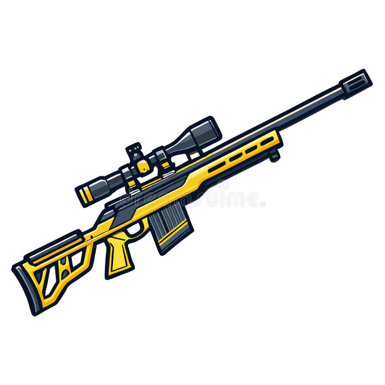 Stylized Bright Yellow Precision Sniper Rifle with Scope for Design ...