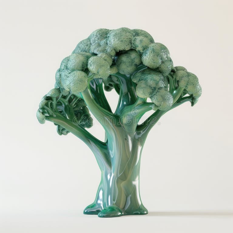 Abstract Broccoli Tree, Organic Vegetable Art, 3D Render Stock ...