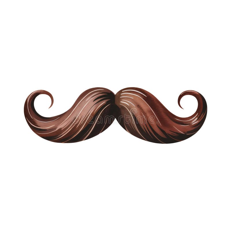 A Stylized Brown Mustache Features Elegant, Sweeping Curves and a ...