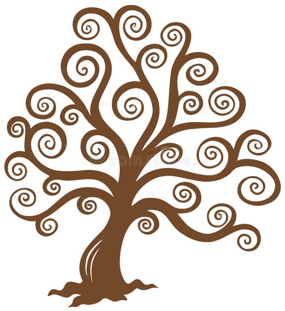Stylized Brown Tree Silhouette Stock Vector - Illustration of botany ...