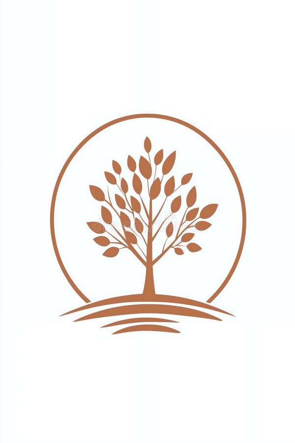Stylized Brown Tree Silhouette within a Circular Design. Stock ...