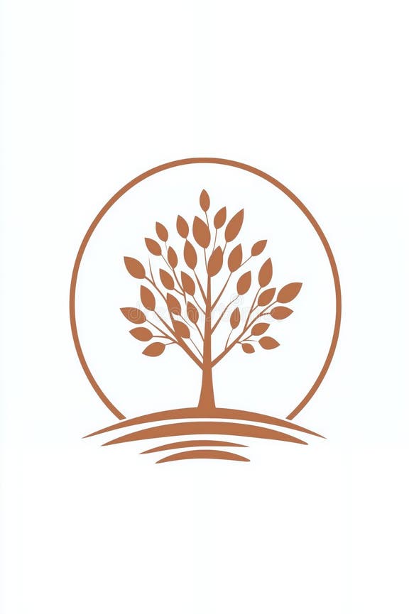 Stylized Brown Tree Silhouette within a Circular Design. Stock ...