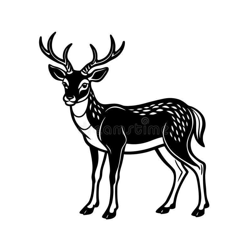 Stylized Buck Deer for Creative Linocut Arts Stock Photo - Illustration ...