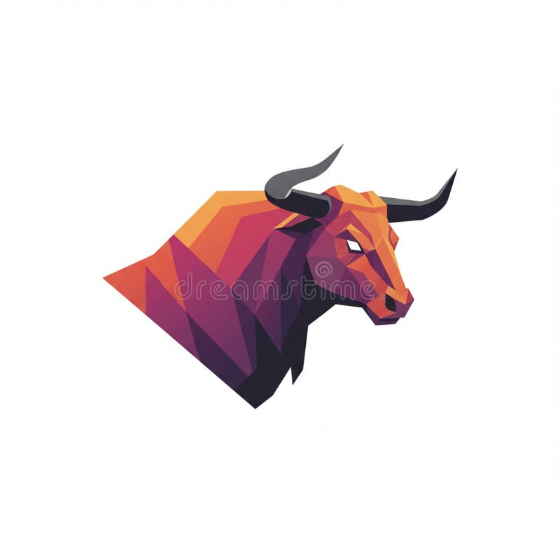 Stylized Bull Head in Geometric Design, Featuring Sharp, Angular Shapes ...