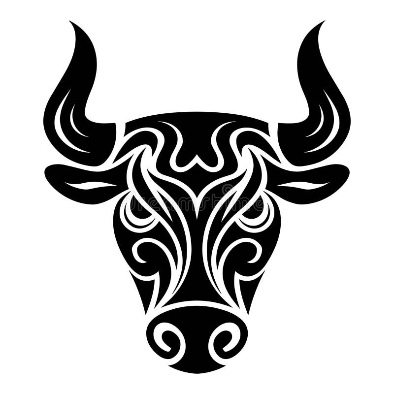 Ornate Black and White Tattoo Style Bull S Head Design Stock Vector ...