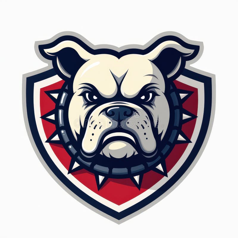 Fierce Bulldog Emblem with Spikes on a Protective Shield Design ...