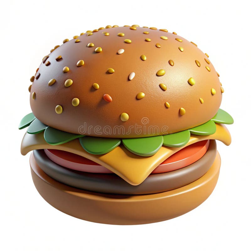 Stylized Burger Isolated on Transparent Background Stock Illustration ...