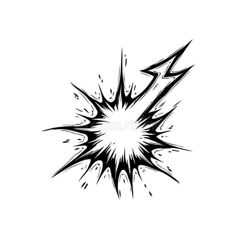 Stylized Burst Element Expressing Impact with Radial Lines and Sharp ...