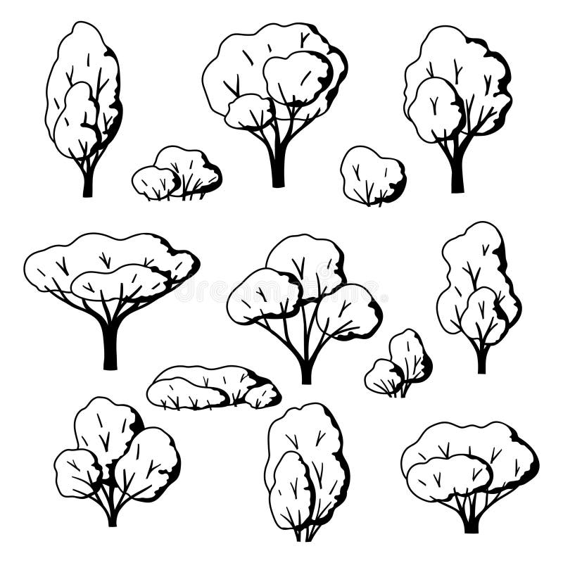 Stylized Bush with Leaves. Natural Summer or Spring Image Stock Vector ...