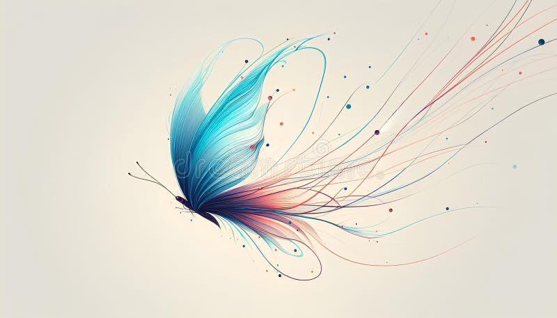 Stylized Butterfly Artwork Features Delicate, Flowing Line Stock ...