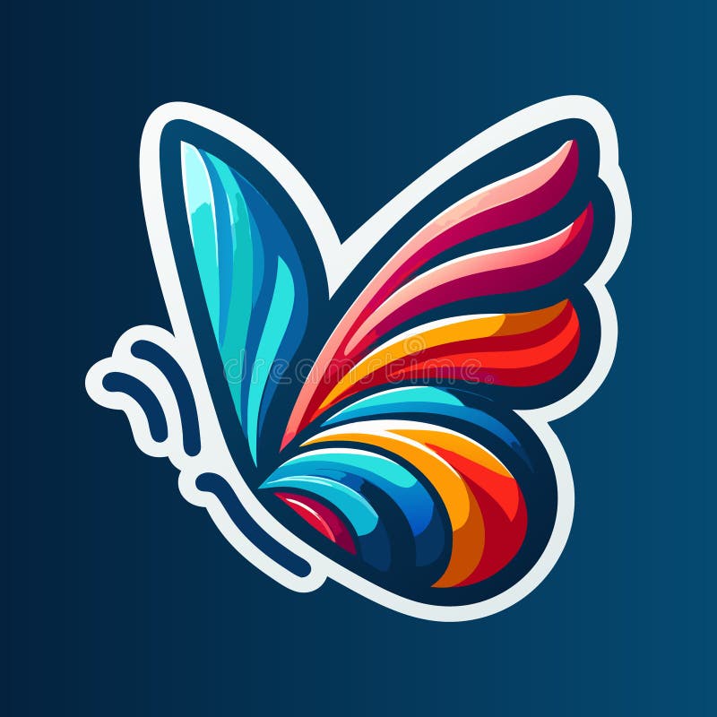 Stylized Colorful Flying Butterfly Sticker Stock Vector - Illustration ...