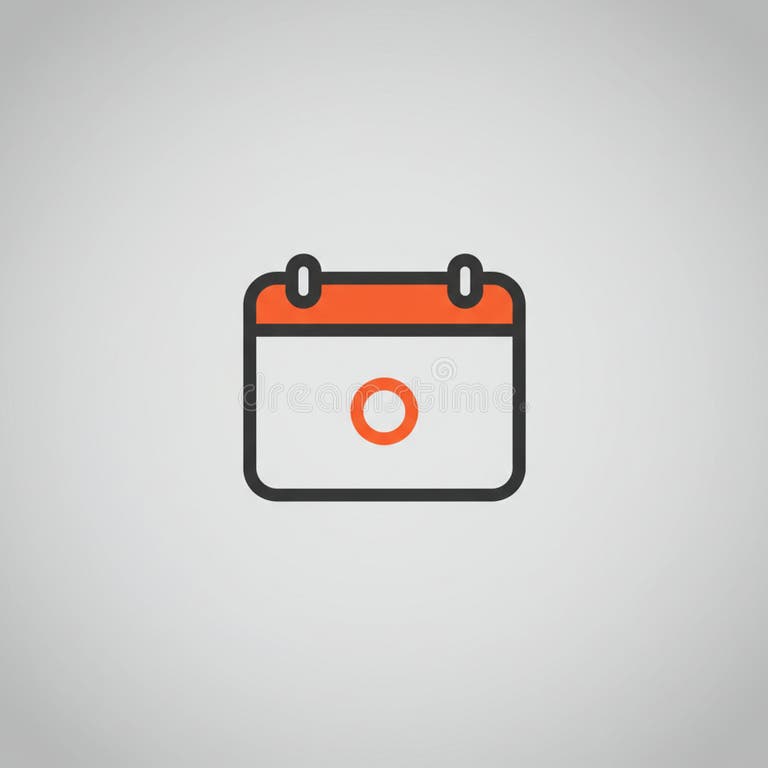 Stylized Calendar Icon with a Simplistic Design. Features a Rectangular ...