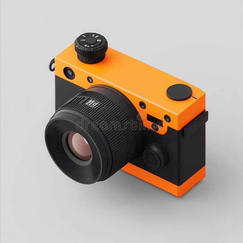 A Stylized Camera Design Featuring an Orange and Black Color Scheme ...