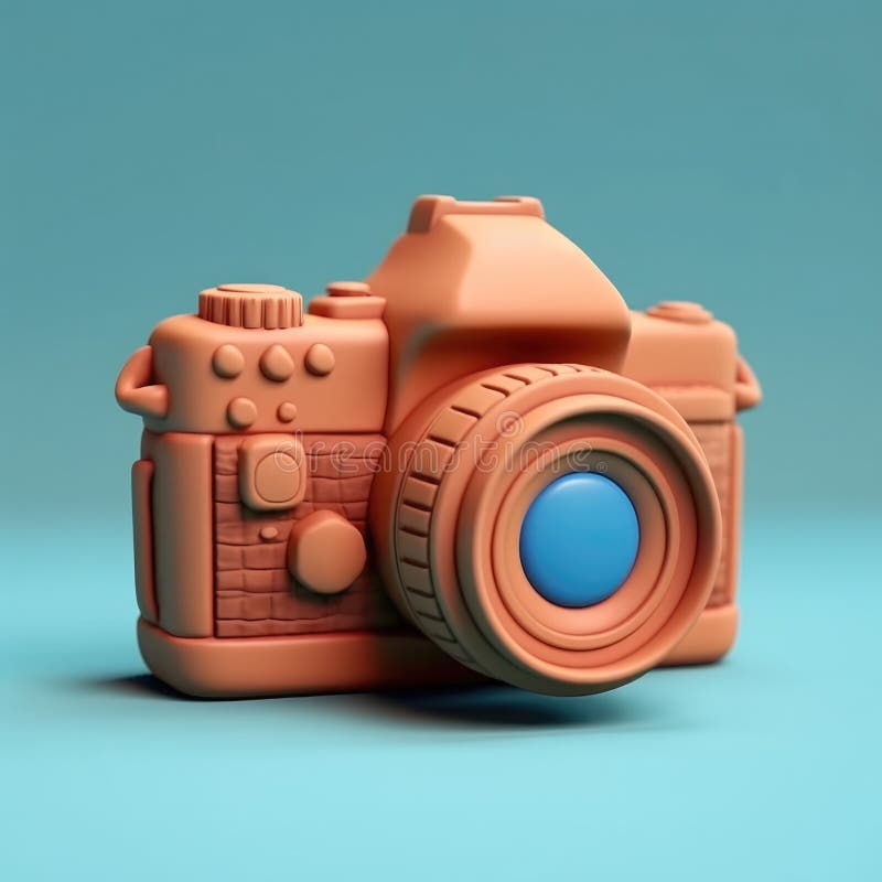 Stylized Vintage Film Camera Image with 3D Effect on Blue Background ...