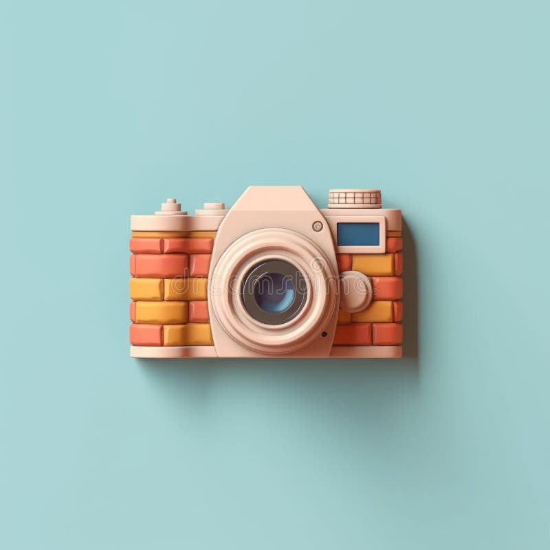 Stylized Vintage Film Camera Image with 3D Effect on Blue Background ...