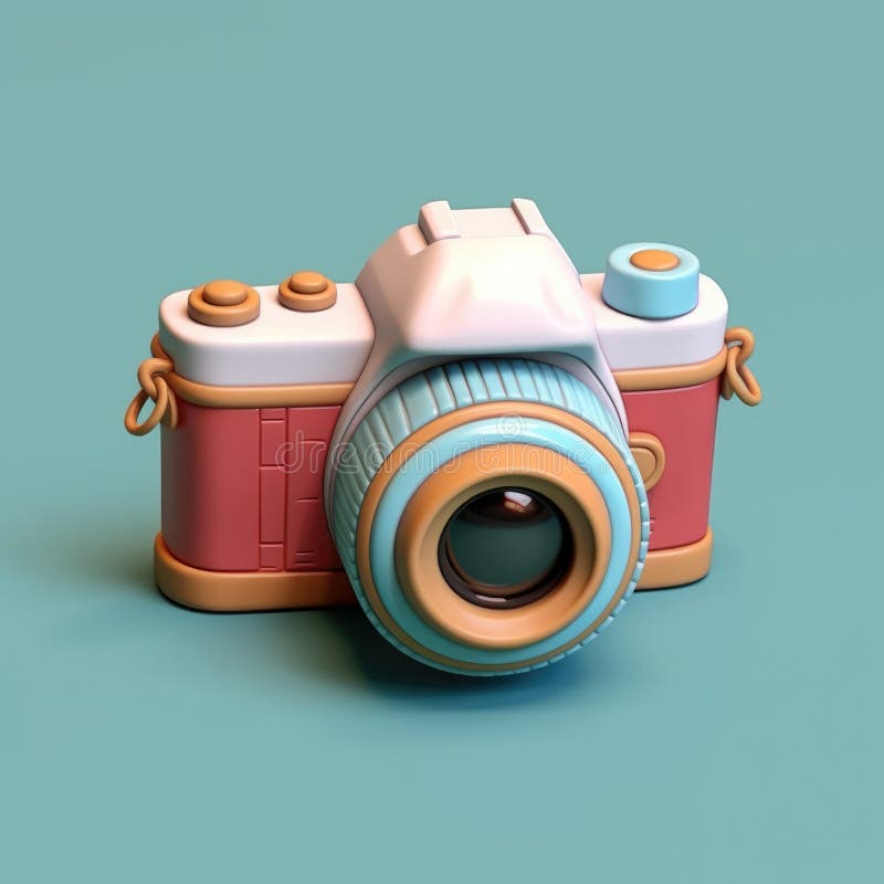 Stylized Vintage Film Camera Image with 3D Effect on Blue Background ...
