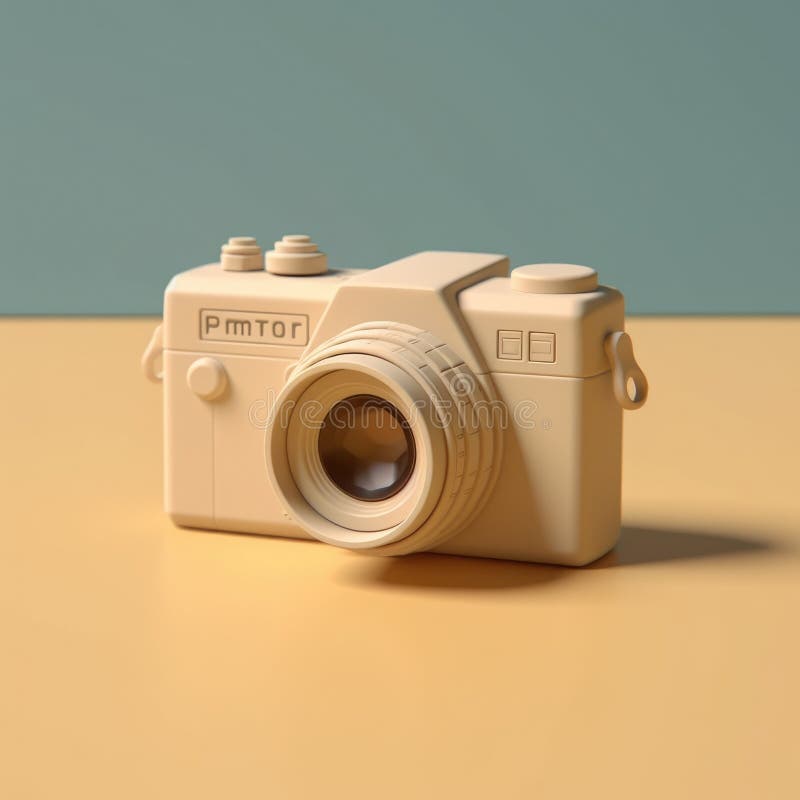 Stylized Vintage Film Camera Image with 3D Effect on Blue Background ...