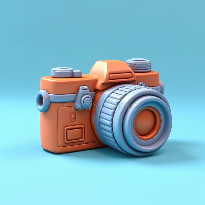Stylized Vintage Film Camera Image with 3D Effect on Blue Background ...