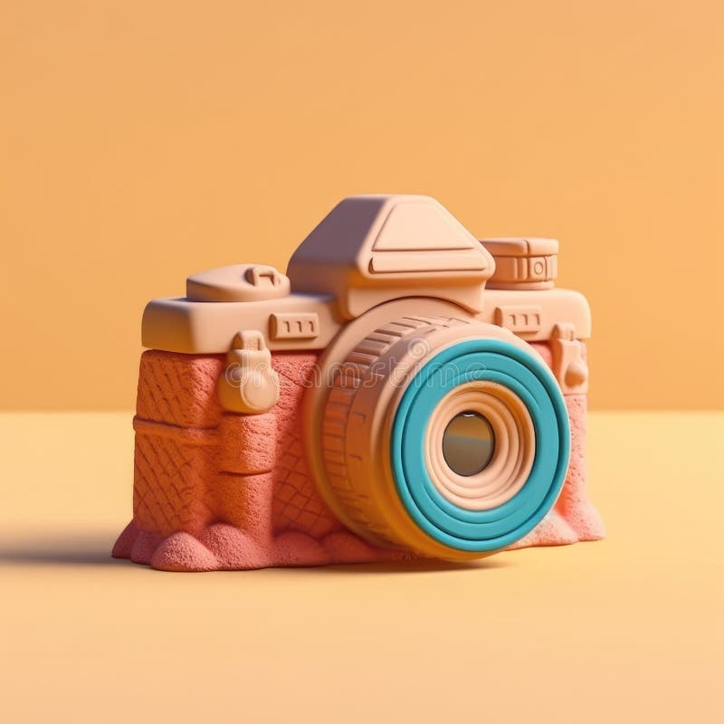 Stylized Vintage Film Camera Image with 3D Effect on Orange Background ...