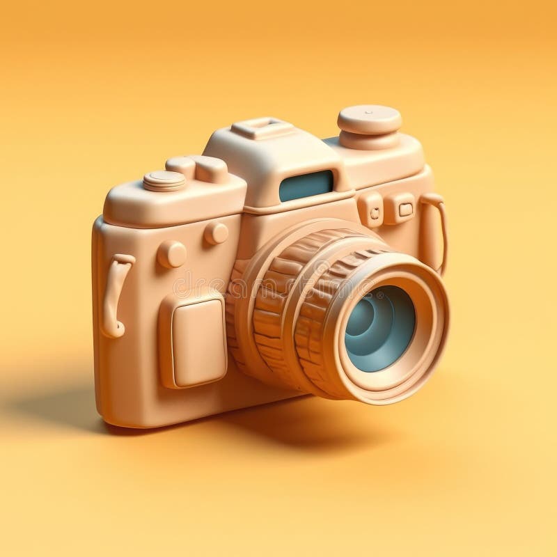 Stylized Vintage Film Camera Image with 3D Effect on Orange Background ...
