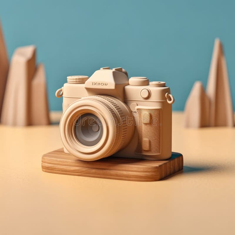 Stylized Vintage Film Camera Image with 3D Effect on Orange Background ...