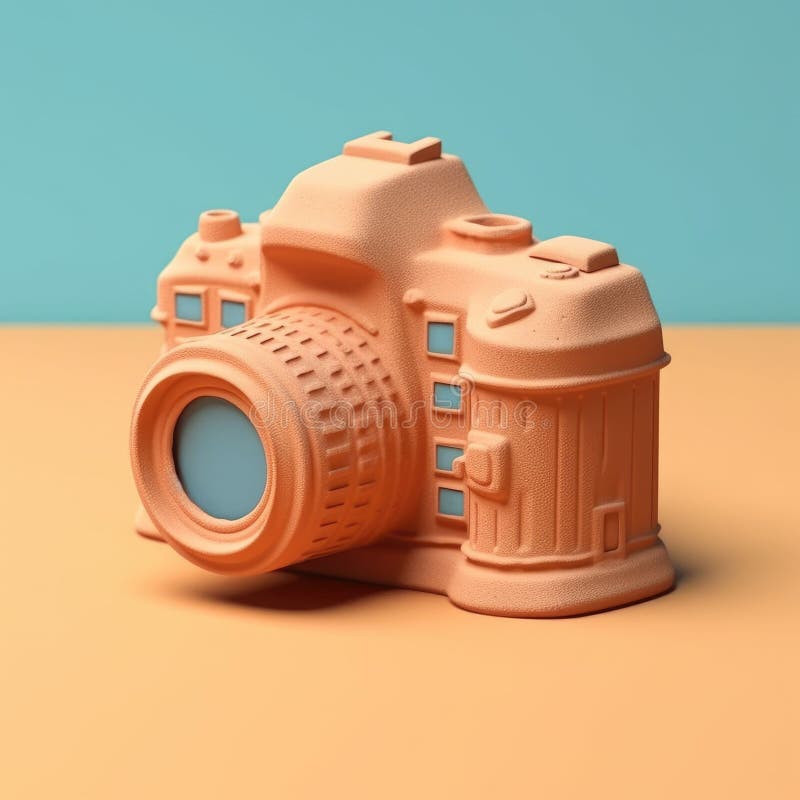 Stylized Vintage Film Camera Image with 3D Effect on Orange Background ...