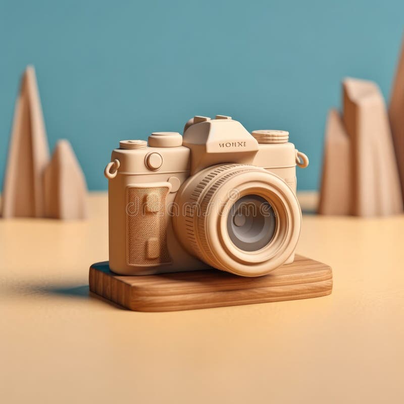 Stylized Vintage Film Camera Image with 3D Effect on Orange Background ...