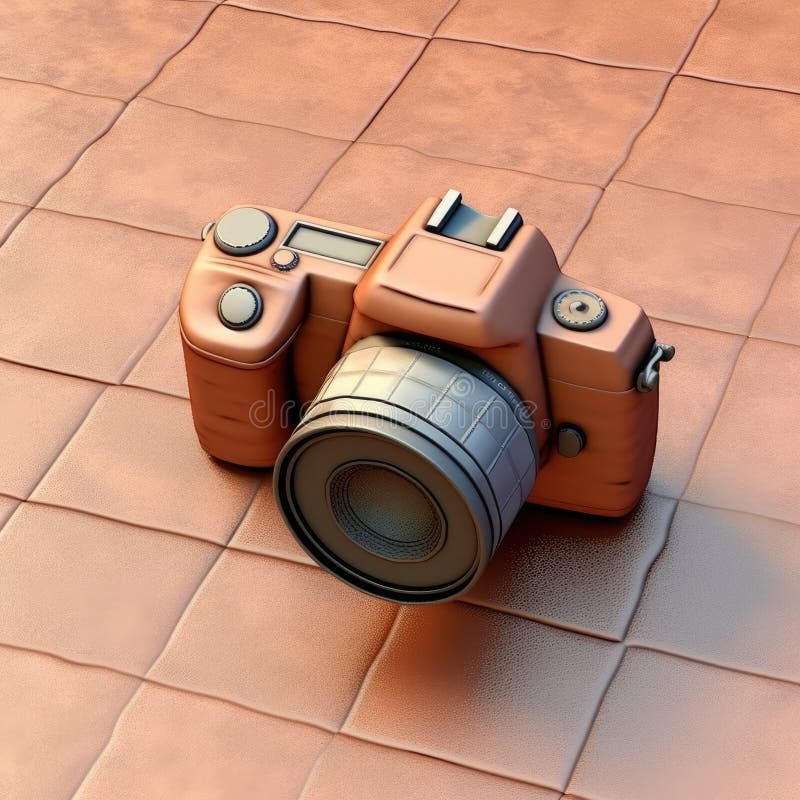 Stylized Vintage Film Camera Image with 3D Effect on Orange Background ...