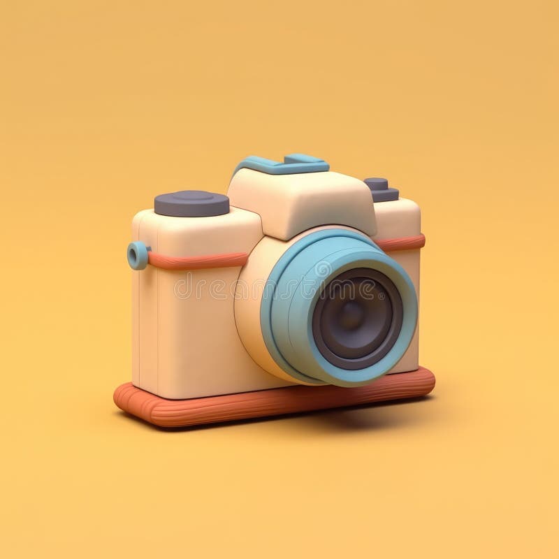 Stylized Vintage Film Camera Image with 3D Effect on Orange Background ...