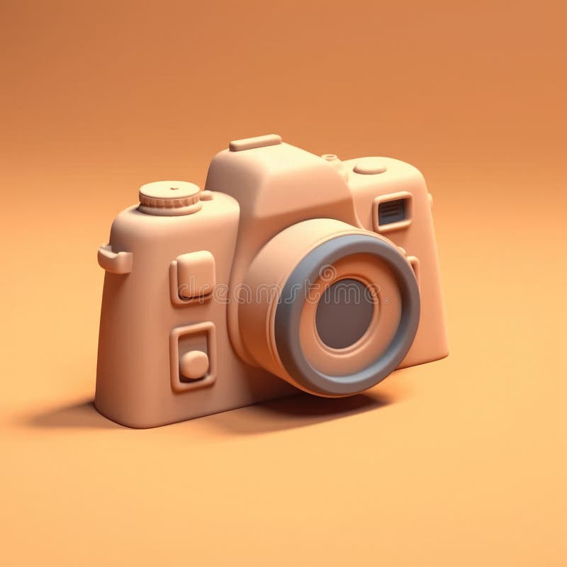 Stylized Vintage Film Camera Image with 3D Effect on Orange Background ...