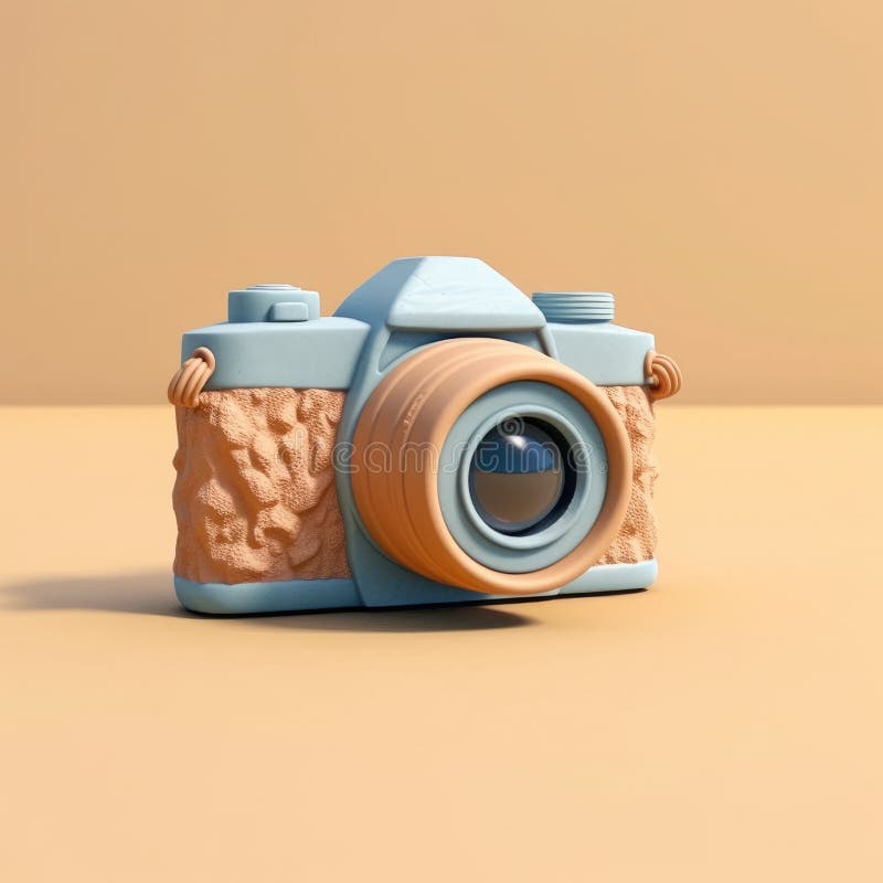 Stylized Vintage Film Camera Image with 3D Effect on Orange Background ...