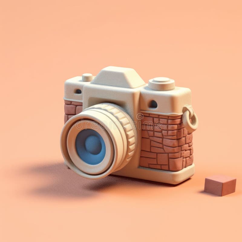 Stylized Vintage Film Camera Image with 3D Effect on Orange Background ...