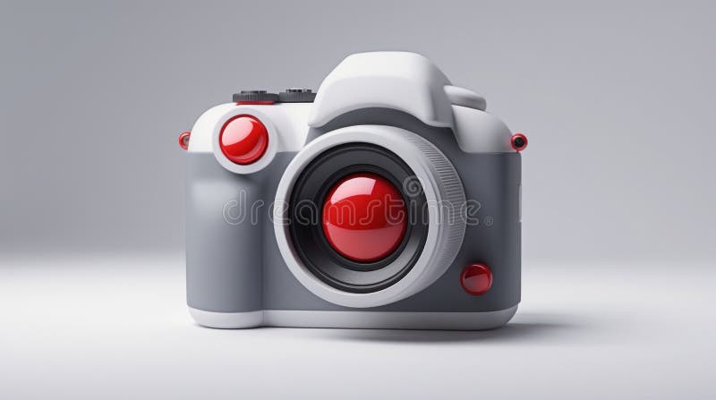 Stylized Camera, Red Button, Photography Equipment, 3D Render Stock ...