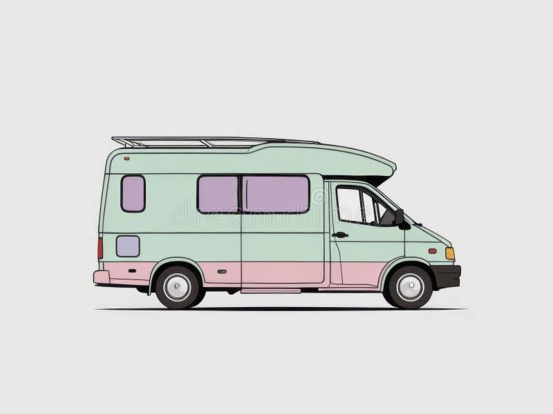 Stylized Camper Van Side View Stock Illustration - Illustration of ...