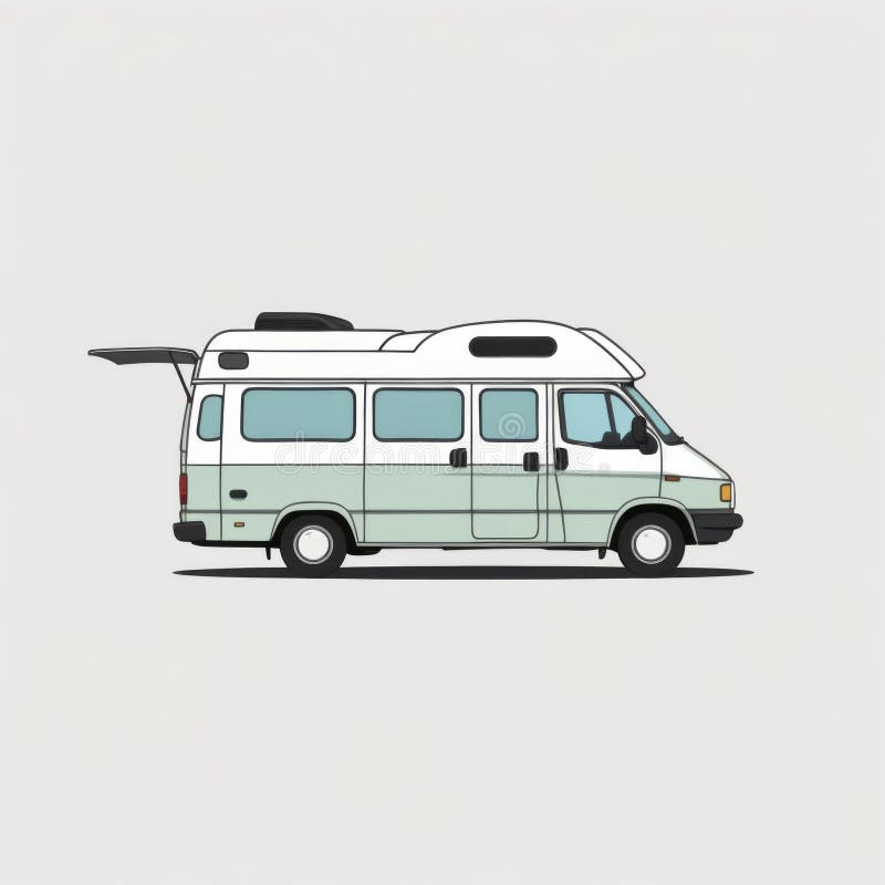 Stylized Camper Van Side View Stock Illustration - Illustration of ...