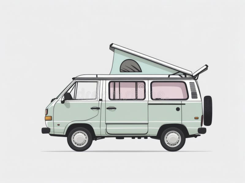 Stylized Camper Van Side View Stock Illustration - Illustration of ...