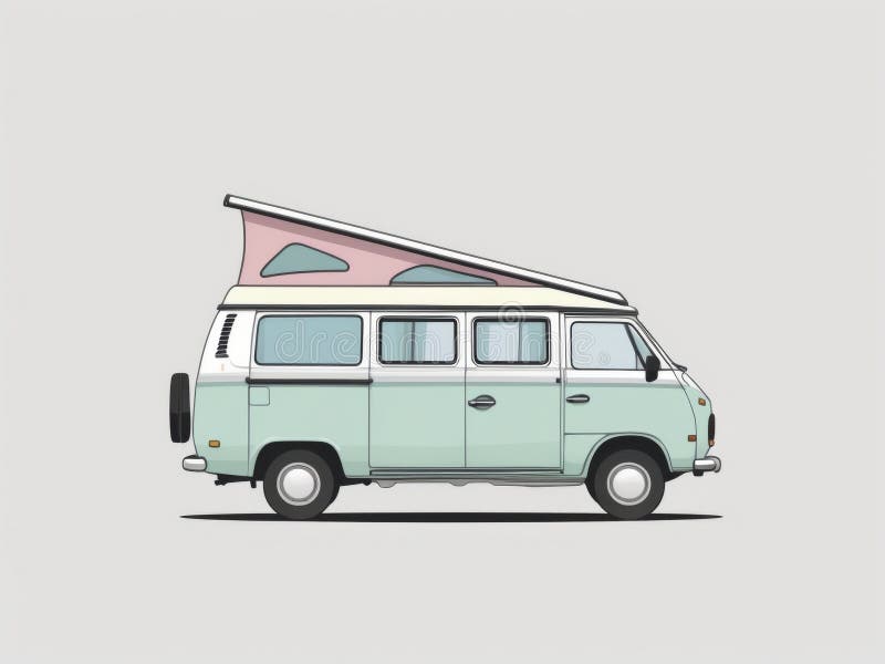 Stylized Camper Van Side View Stock Illustration - Illustration of ...