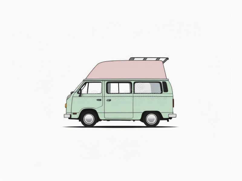 Stylized Camper Van Side View Stock Illustration - Illustration of ...
