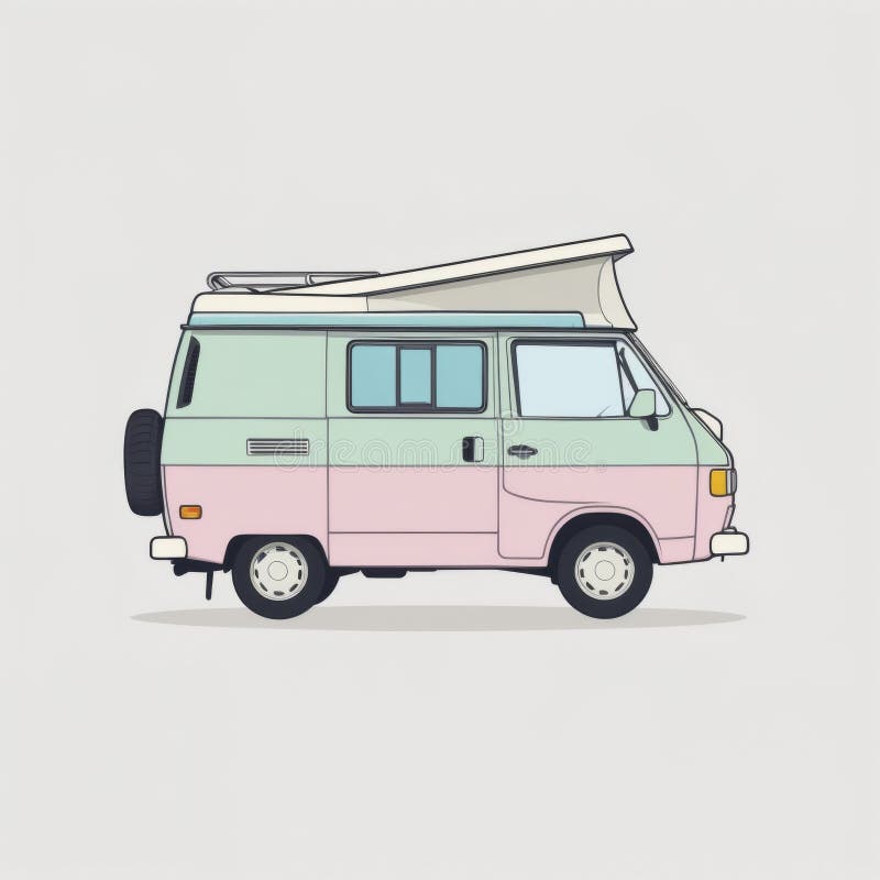 Stylized Camper Van Side View Stock Illustration - Illustration of ...