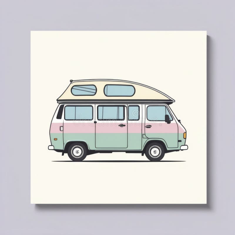 Stylized Camper Van Side View Stock Illustration - Illustration of ...