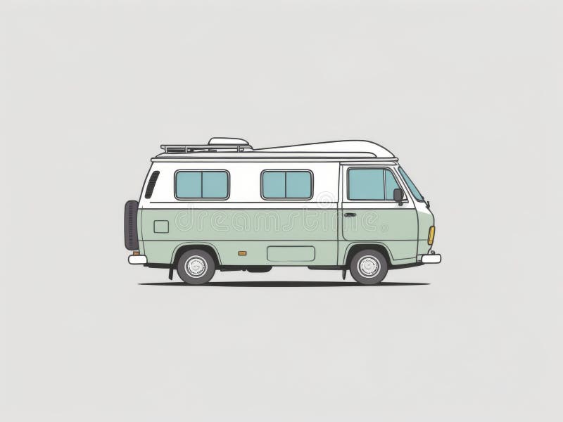 Stylized Camper Van Side View Stock Illustration - Illustration of ...