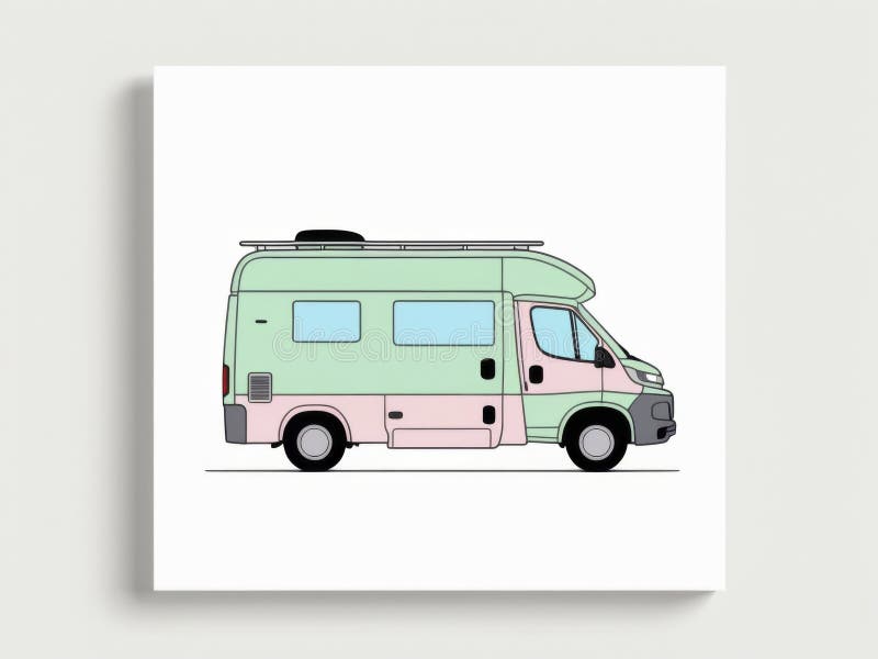 Stylized Camper Van Side View Stock Illustration - Illustration of ...