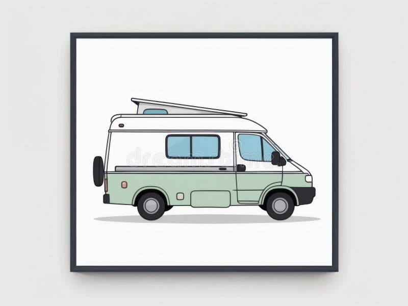 Stylized Camper Van Side View Stock Illustration - Illustration of ...